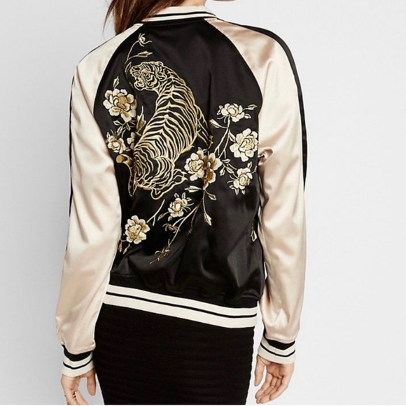 Express | Jackets & Coats | Express Reversible Satin Bomber With Tiger ...